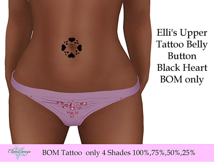 Second Life Marketplace Ellis Upper Tattoo Belly Button Black Heart Bom